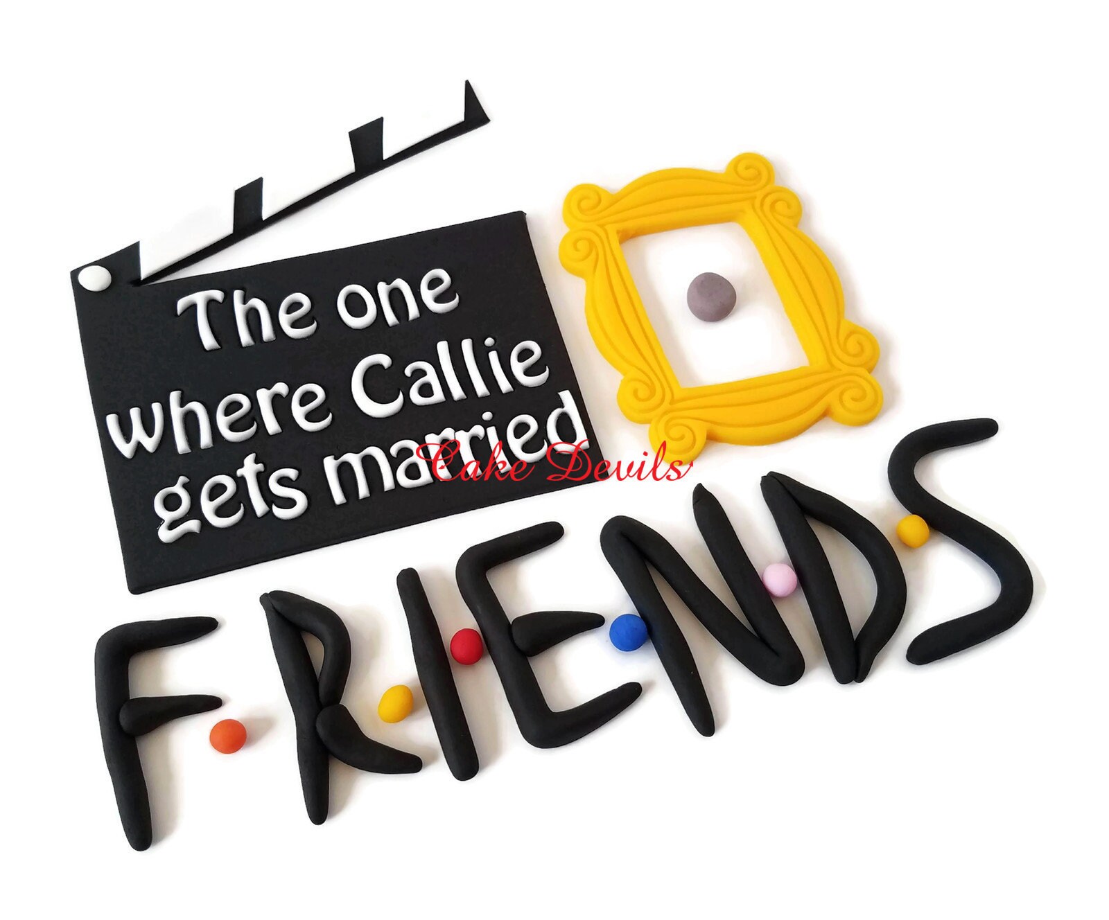Fondant Friends TV show Frame Letters and Clapboard Topper | Etsy