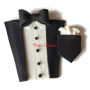Fondant Man Tuxedo Cake Toppers, Faux Suit Tuxedo Cake Decorations, Bow ...