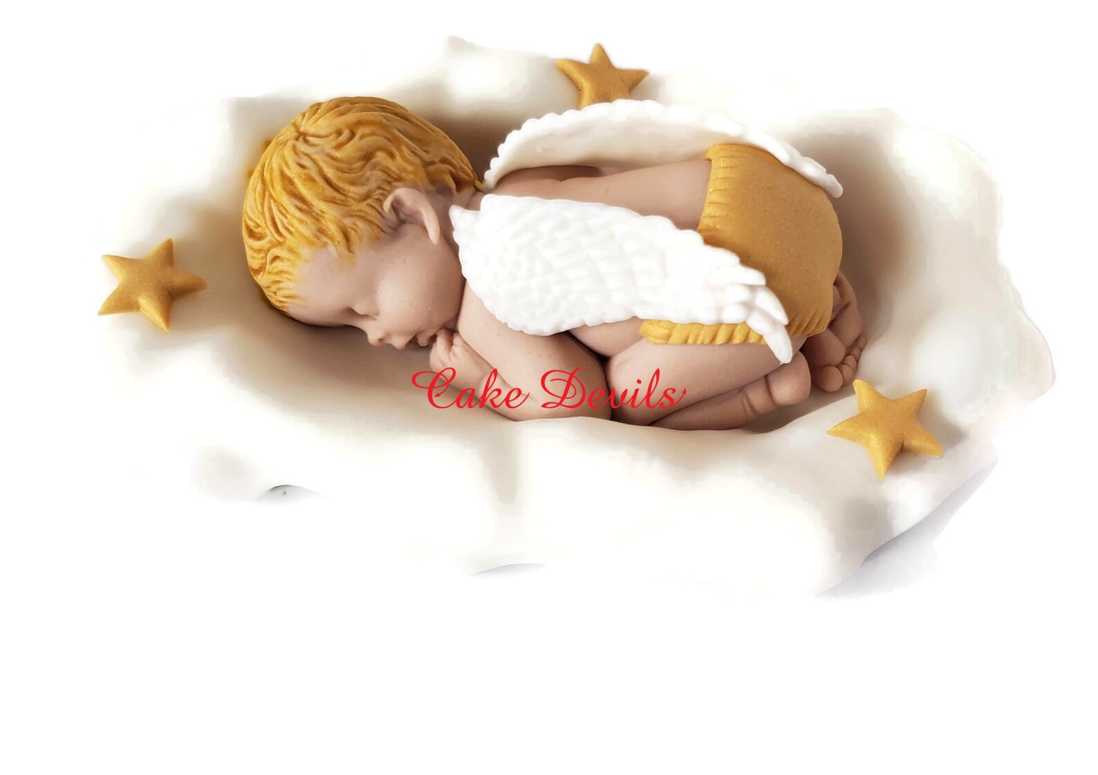 Angel Baby Sleeping on a Cloud Cake Topper, Fondant, Angel Wings Baby ...