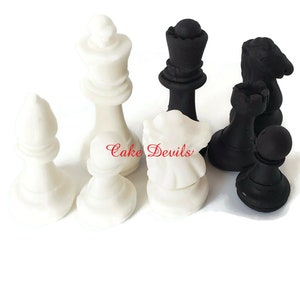 Chess Pieces Cake Decorations, Fondant Chess Pieces Cake Toppers, Games ...