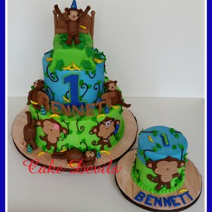 Monkey Fondant Cake Topper, Monkeys Jumping on the Bed Birthday Party ...