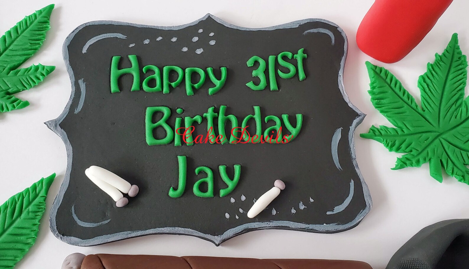 Pot Leaf Birthday Cake Topper Set Fondant Pot Leaf Plaque - Etsy