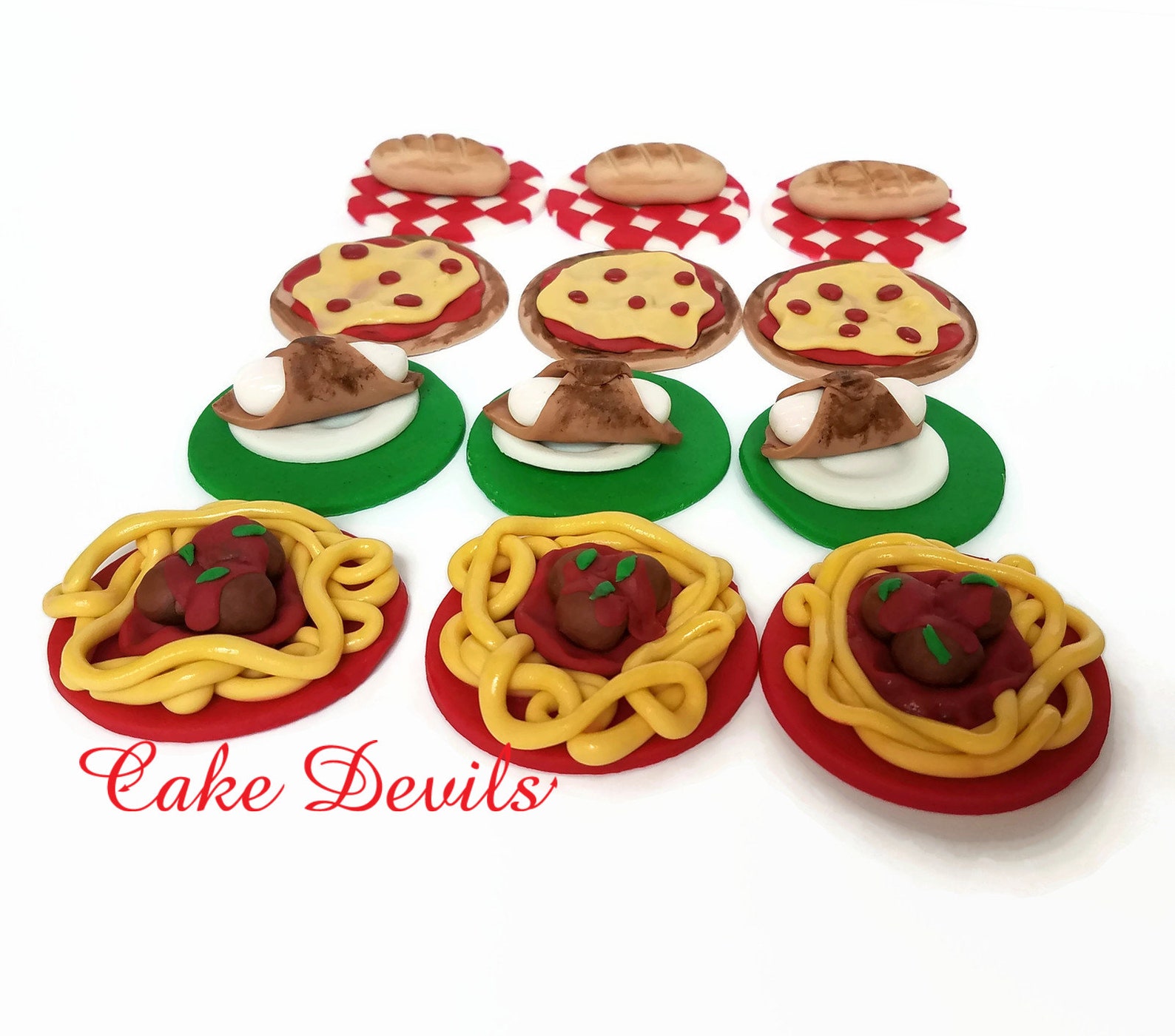 Italian Themed Cupcake Toppers, Fondant Cake Decorations, Italy Party ...