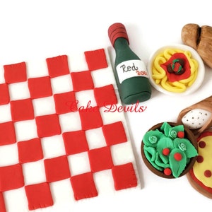 Fondant Italian Food Cake Topper, Handmade Sugar Cake Decorations ...