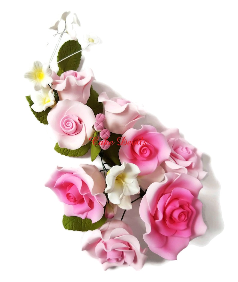 Special Pink Fondant Rose Cake Topper Floral Wedding Cake - Etsy