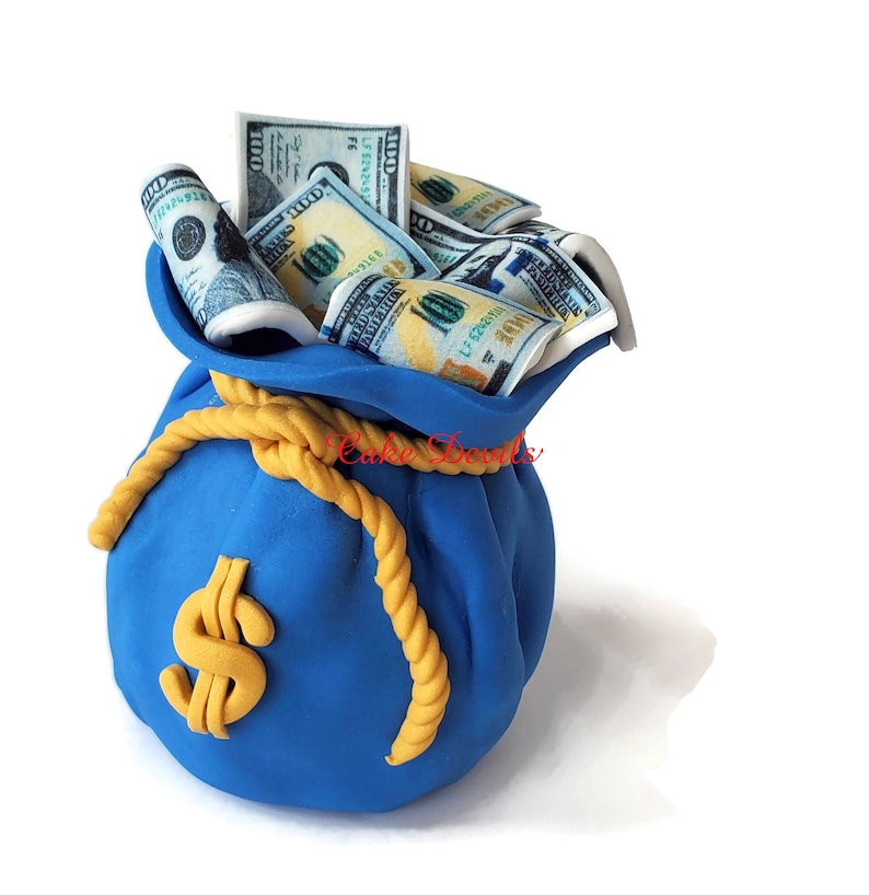 Fondant Money Bag and Edible Image Money Cake Topper Set 100 - Etsy