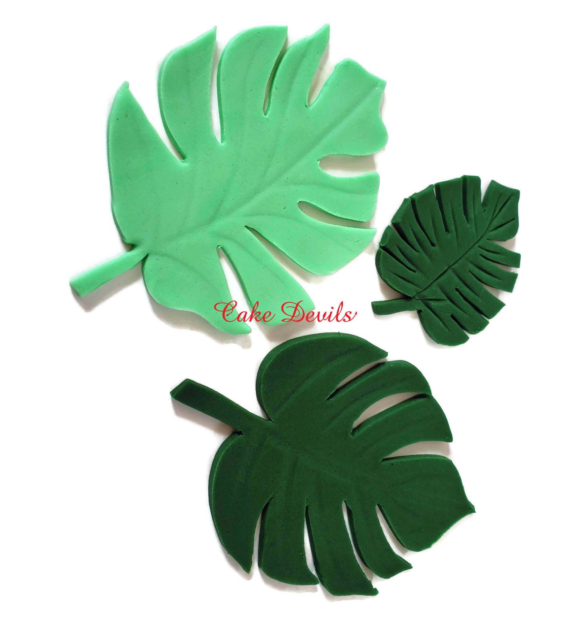 Fondant Monstera Leaves Cake Toppers, Handmade Edible Fondant Palm ...