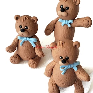 Fondant Teddy Bear Cake Toppers, Fuzzy Bear Cake Decorations, Bear ...