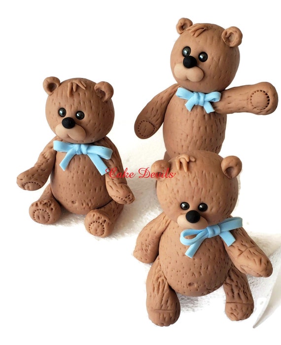 Fondant Teddy Bear Cake Toppers, Fuzzy Bear Cake Decorations, Bear ...