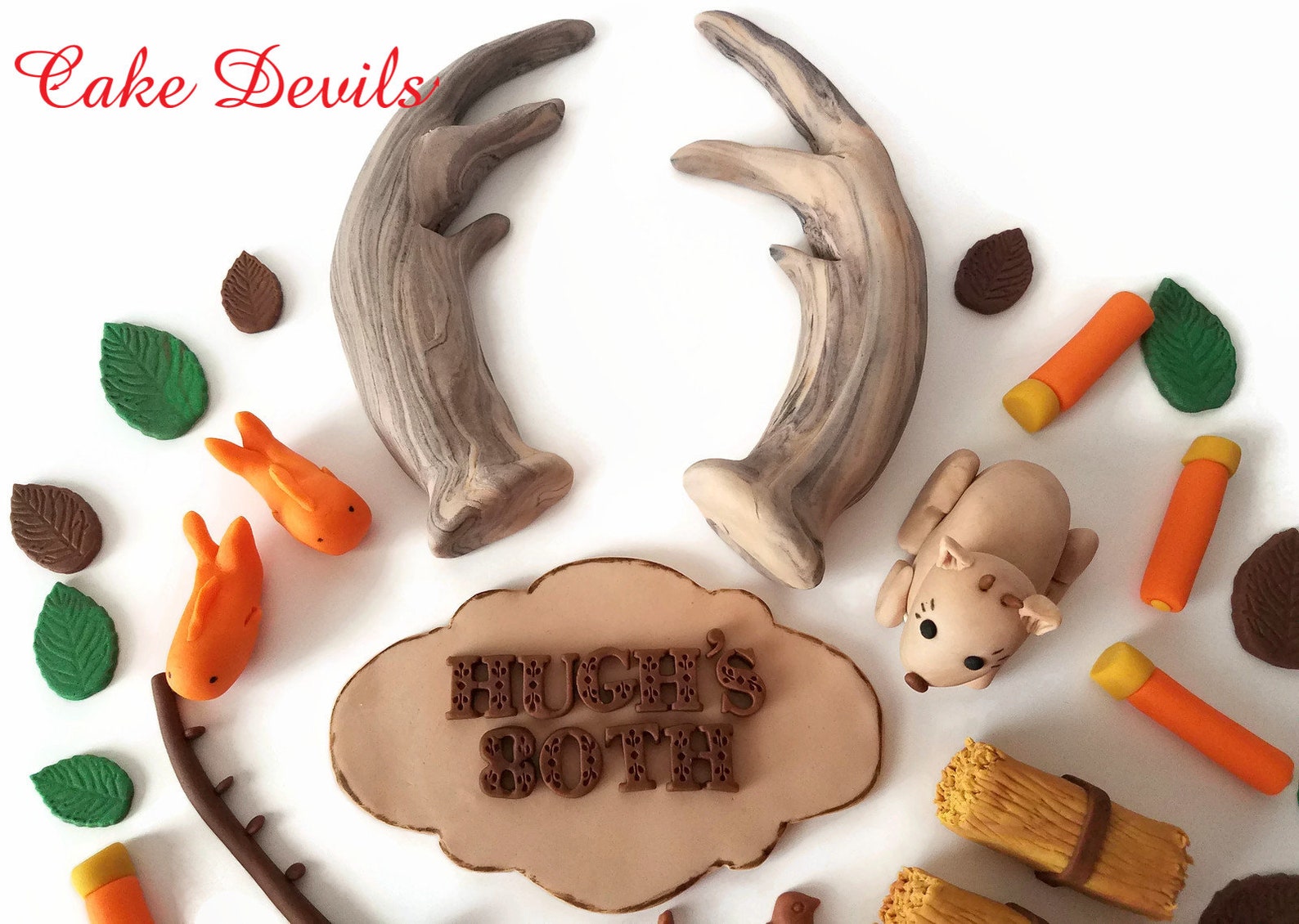 Hunting and Fishing Cake Toppers, Fondant Deer, Antler Cake Decorations ...