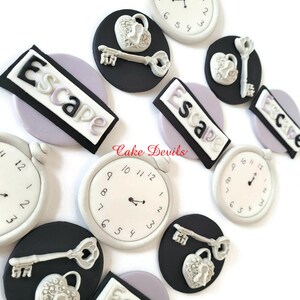 Escape Room Cupcake Toppers, Fondant Cake Decorations, Escape Party ...