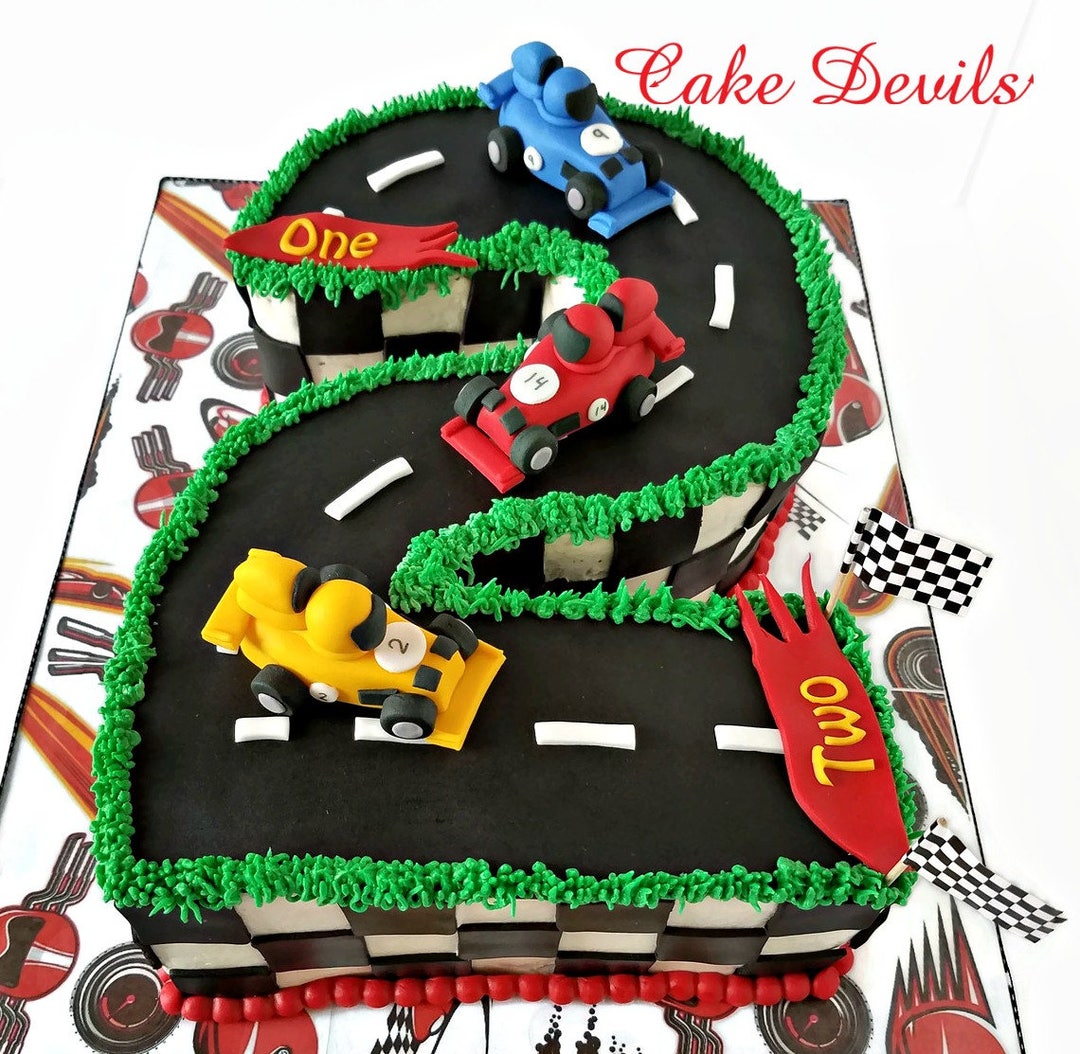 Mini Race Car Fondant Cake Toppers, Handmade Edible Sports Car Cake ...