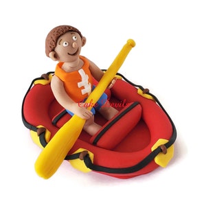 Fondant White Water Rafting Cake Topper Set With Optional Trees for the ...