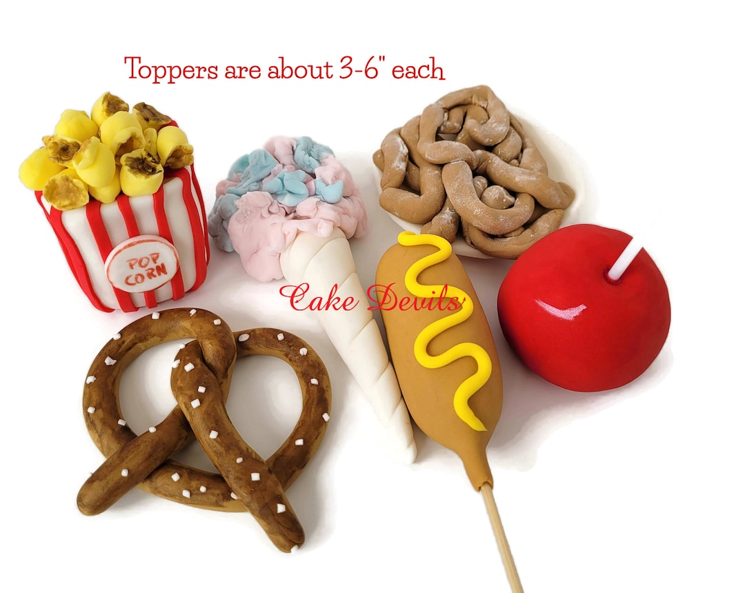 Carnival Food Cake Toppers, Fondant Circus Treats Cake Decorations ...