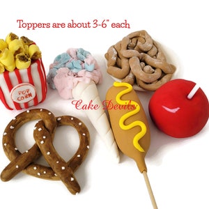 Carnival Food Cake Toppers, Fondant Circus Treats Cake Decorations ...