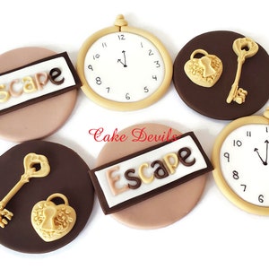 Escape Room Cupcake Toppers, Fondant Cake Decorations, Escape Party ...