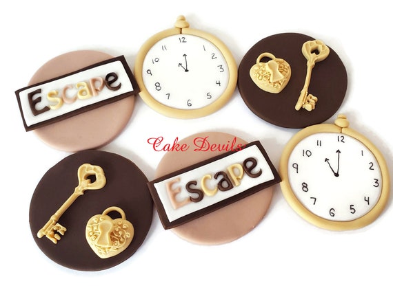 Escape Room Cupcake Toppers, Fondant Cake Decorations, Escape Party ...