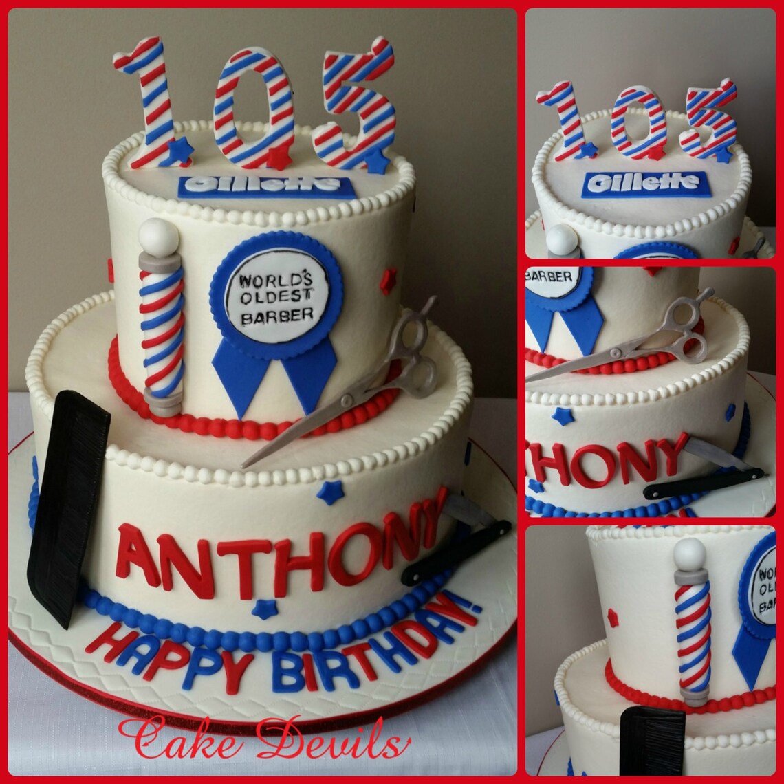 Barber Shop Cake Toppers, Comb & Scissors Cake Toppers, Fondant ...
