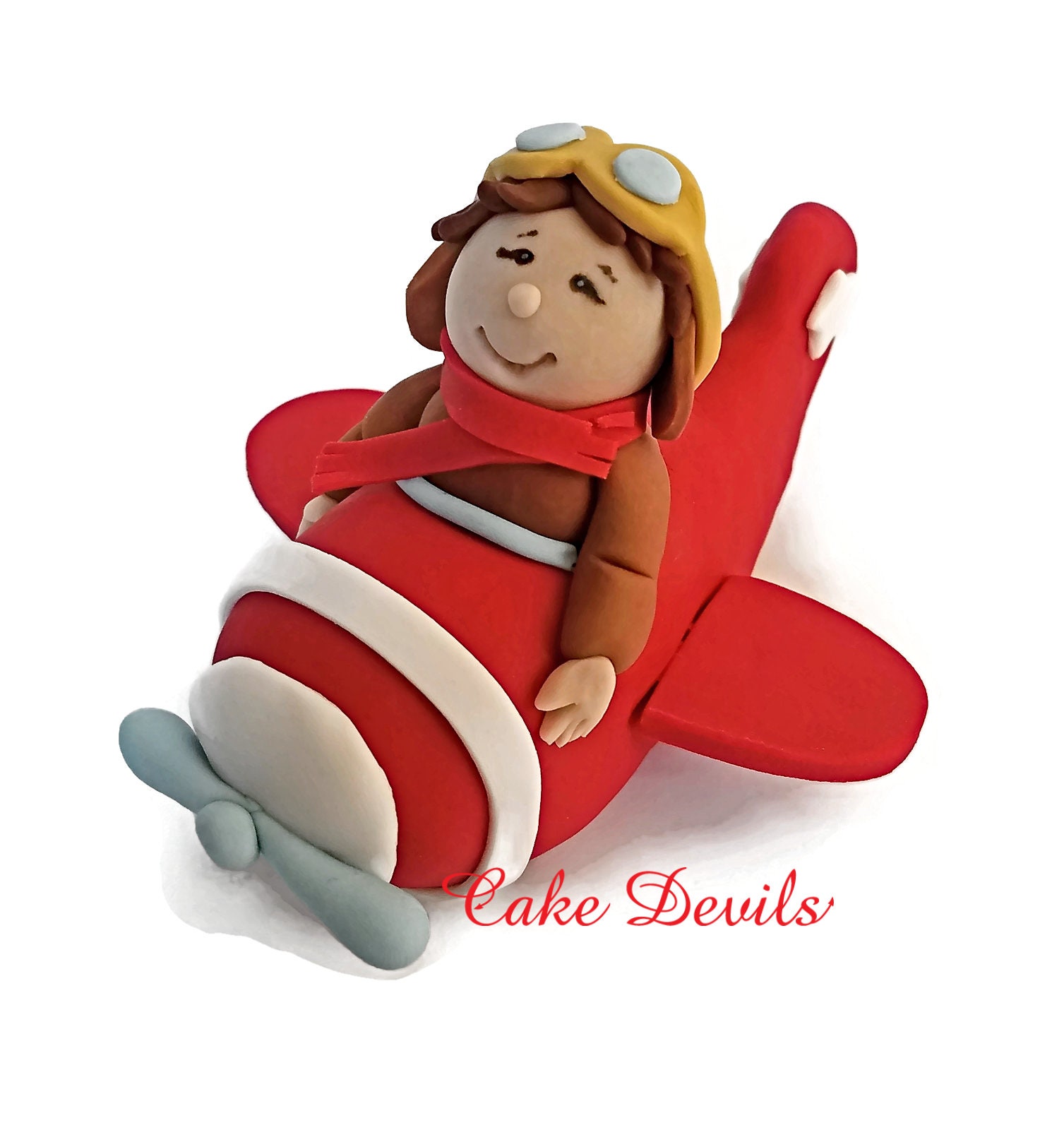 Boy in Plane Fondant Cake Topper, Coming in for a Landing Birthday ...