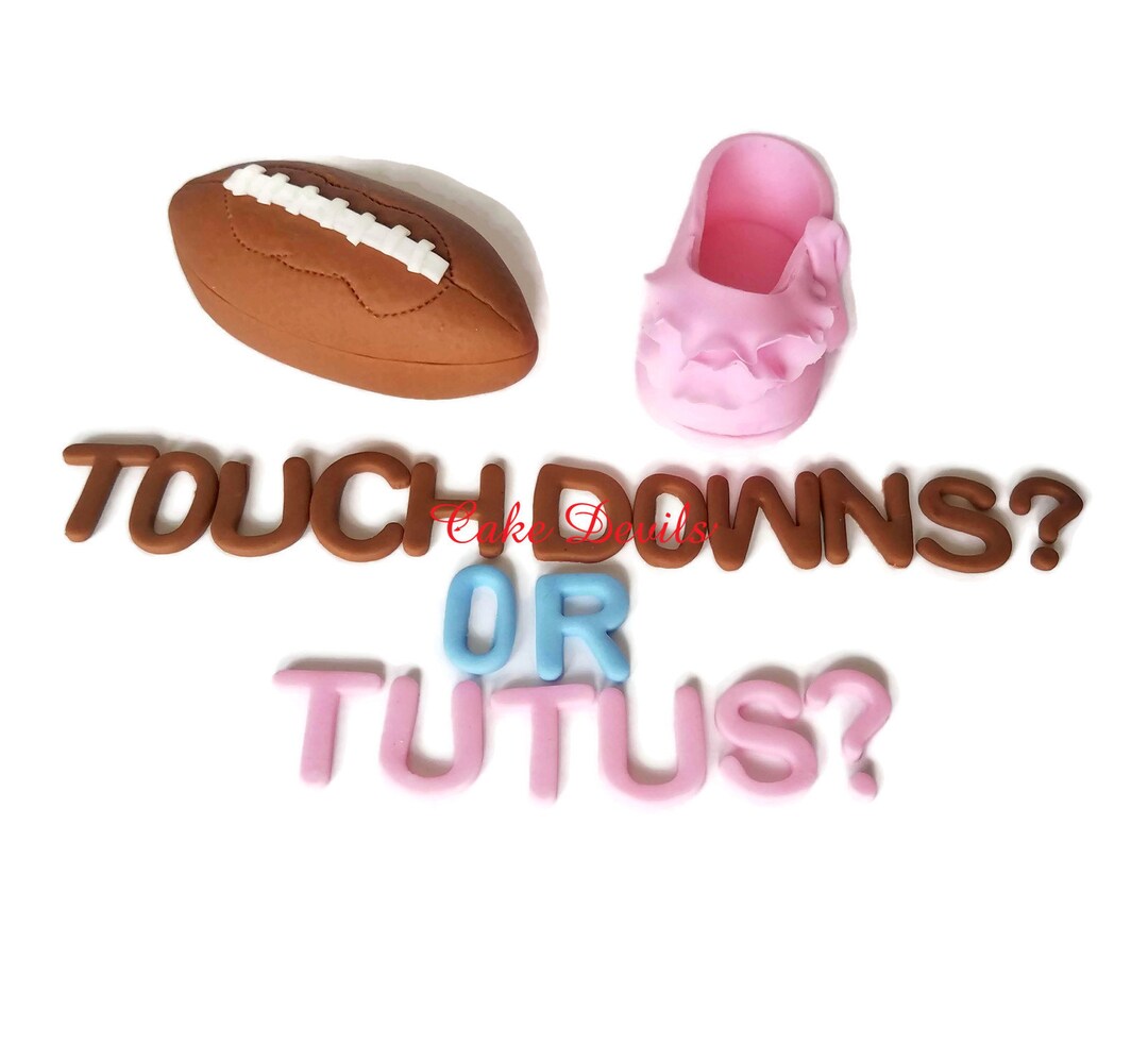 Tutus or Touchdowns Fondant Gender Reveal Cake Toppers, Fondant ...