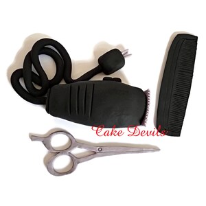 Fondant Barber Shop Cake Toppers, Hair Clippers Cake Decoration, Comb ...