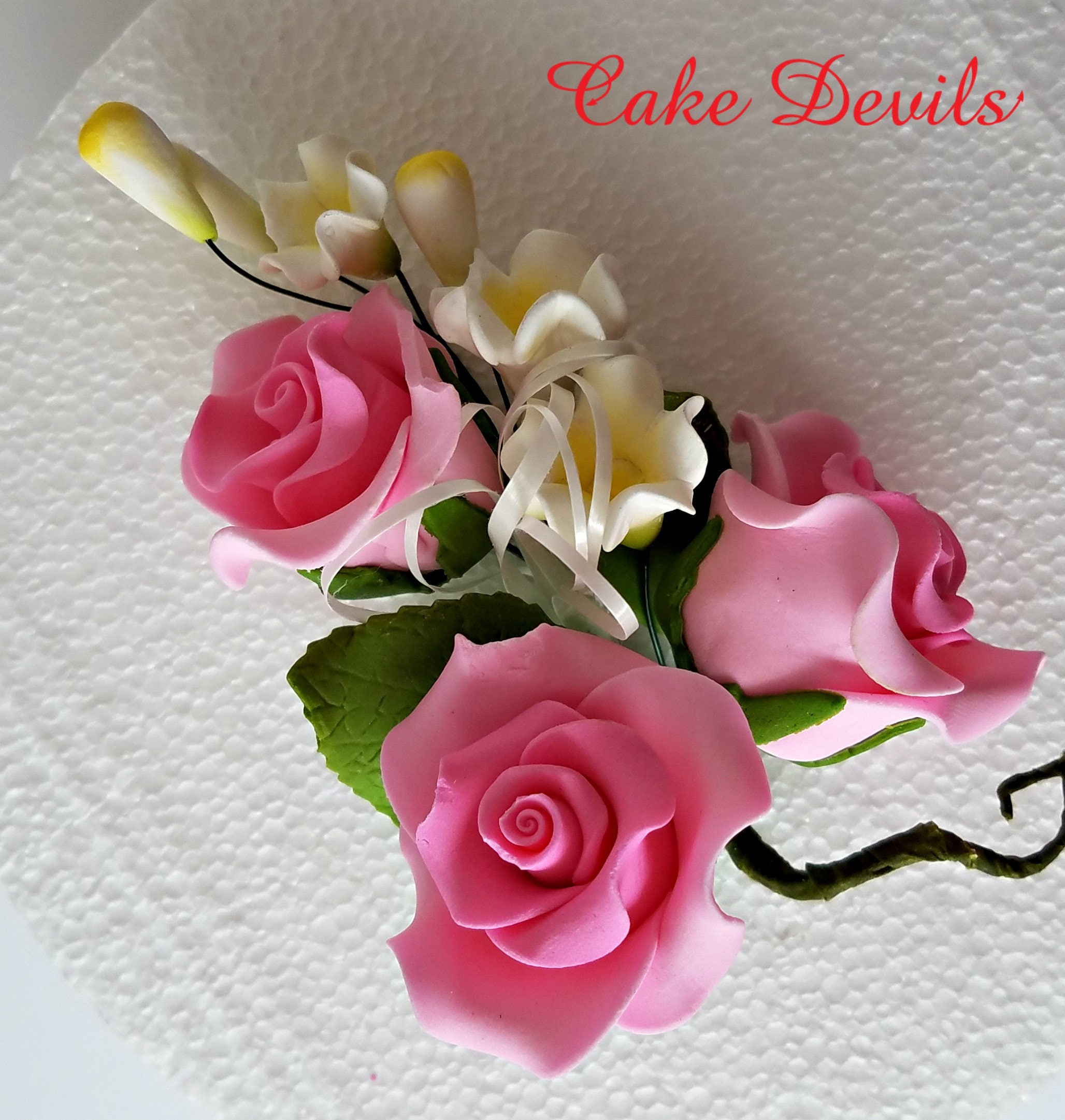 Special Ready to Ship Fondant Roses Floral Wedding Cake - Etsy