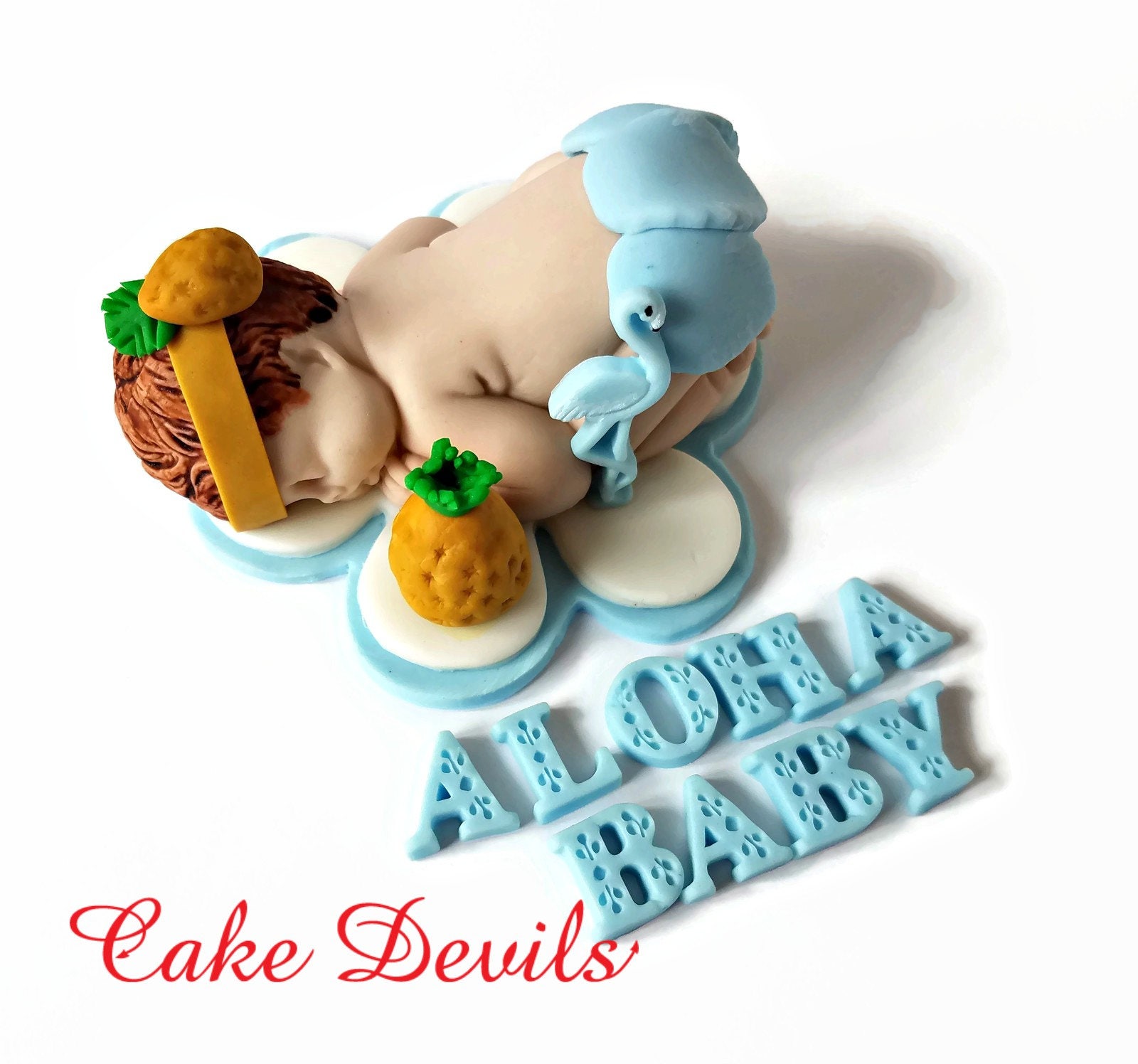 Fondant Summer Baby Shower Cake Topper Tropical Luau Baby - Etsy