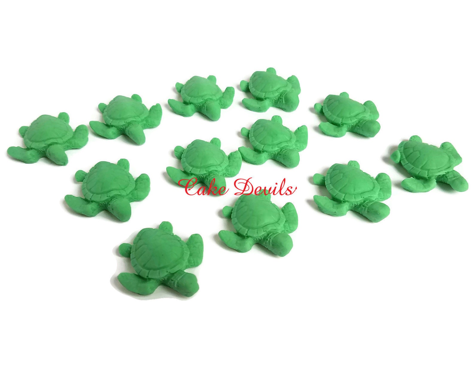 3D Fondant Turtle Cupcake Toppers, Handmade Edible Sea Turtle Cake ...