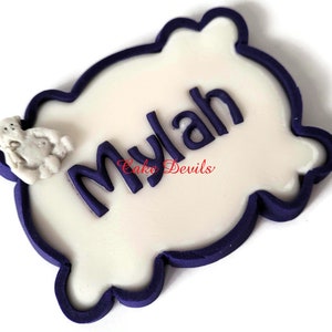 Personalized Name Plate Cake Topper, Fondant Plaque Sign for Cake With ...