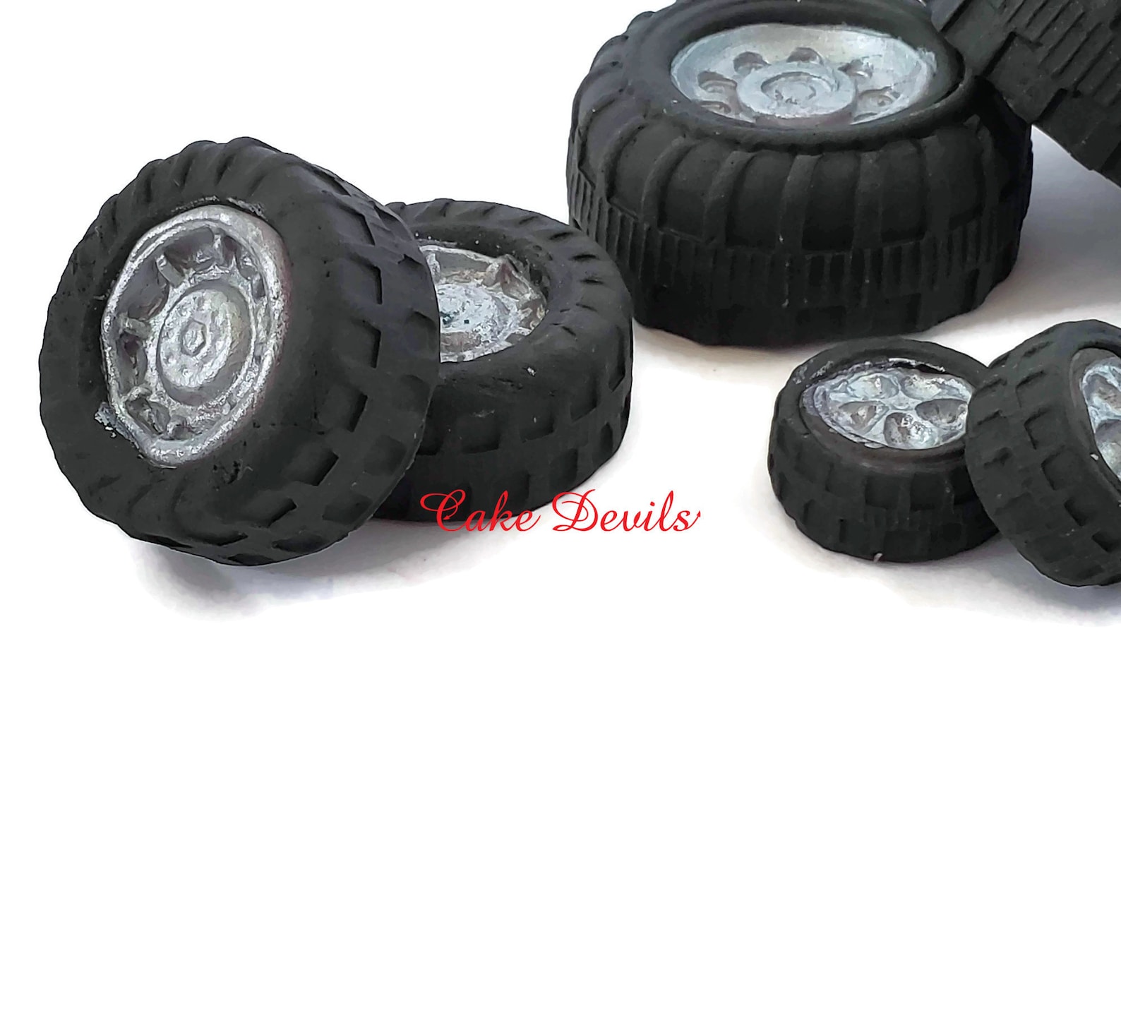 Fondant Tire Cake Decorations, Wheels, Hubcaps, Edible Tires for Cake ...