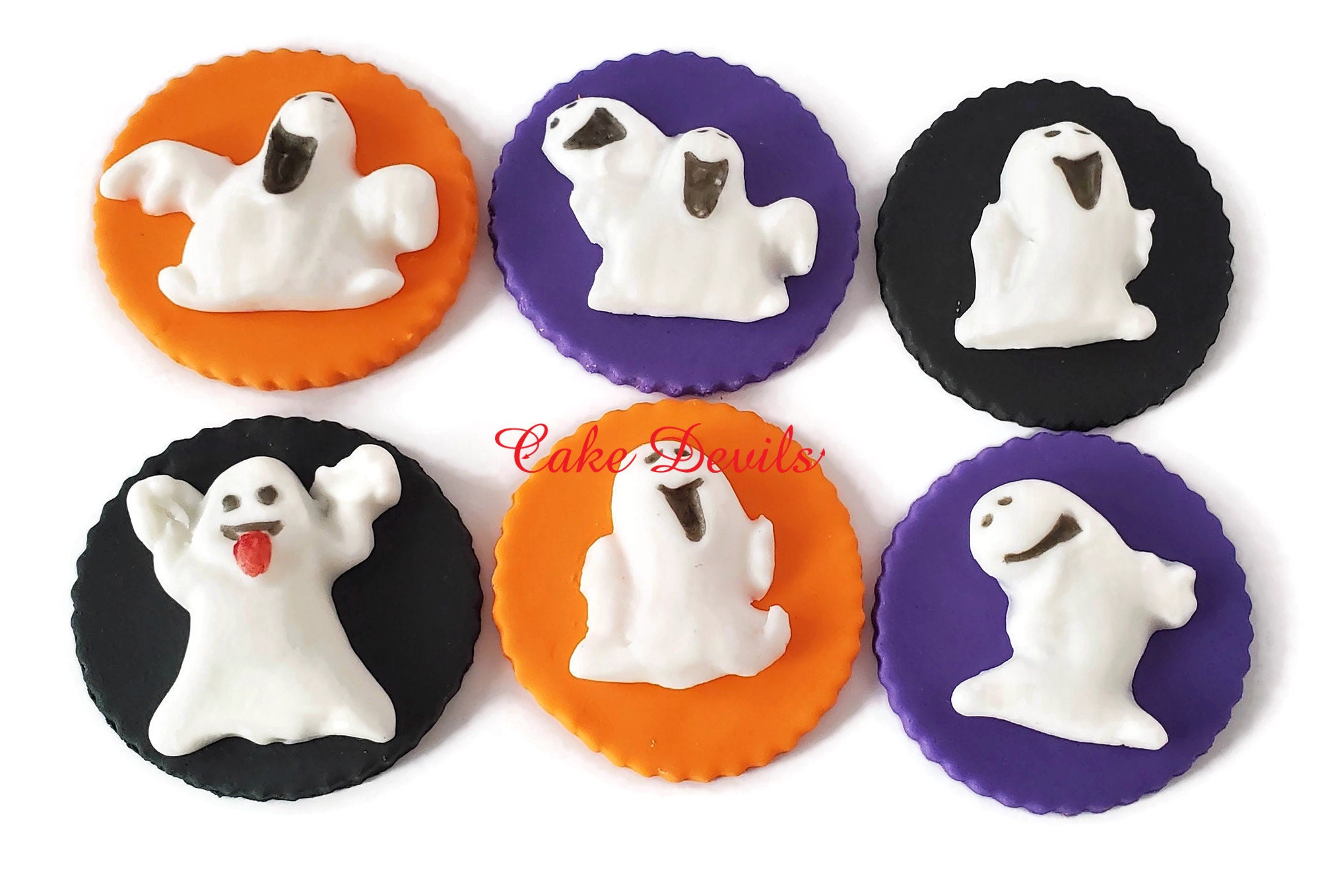 Fondant Ghost Cupcake Toppers Halloween Cake Decorations | Etsy