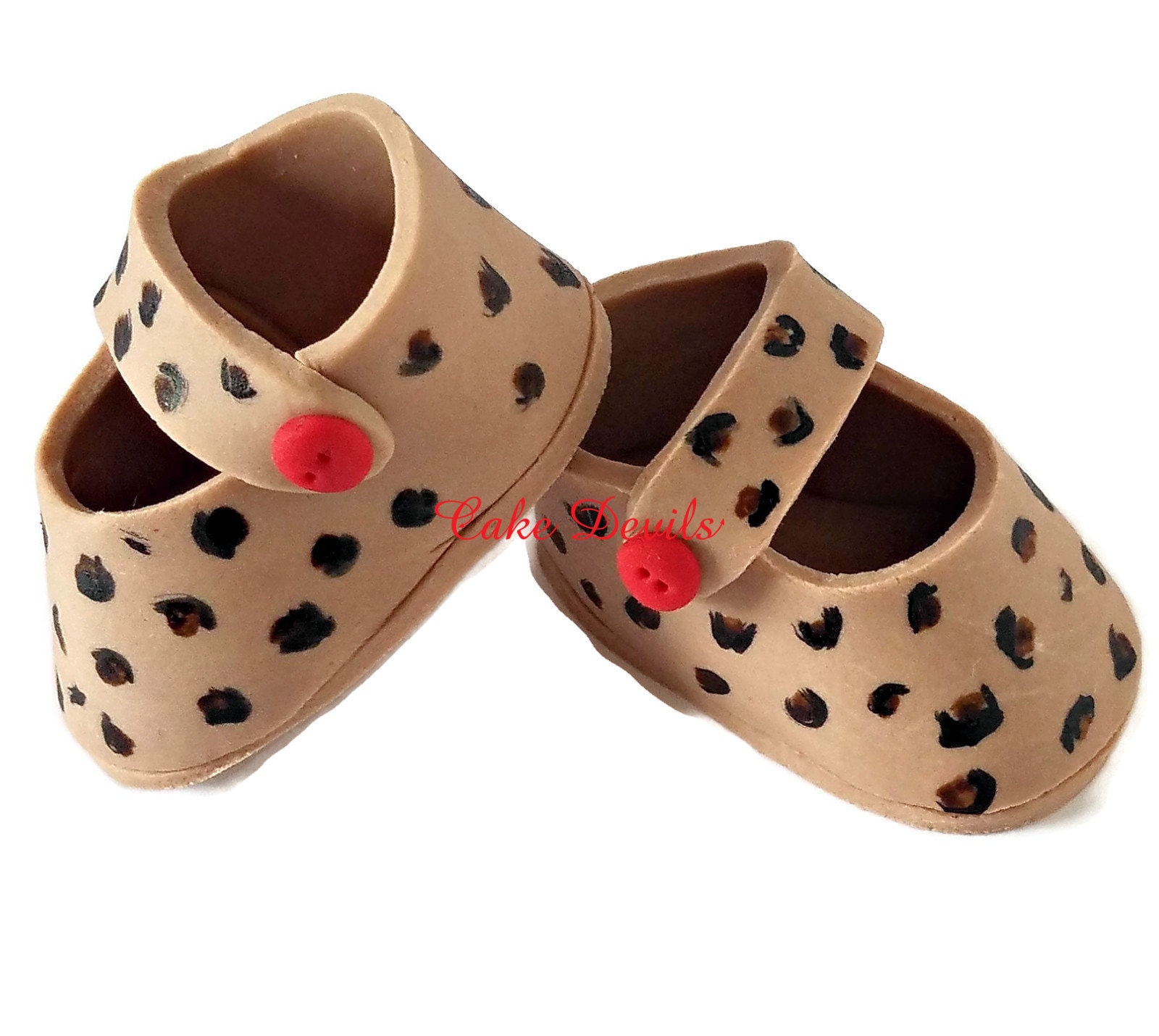 Leopard Print Fondant Baby Booties, Baby Shower, Handmade Cake Topper ...