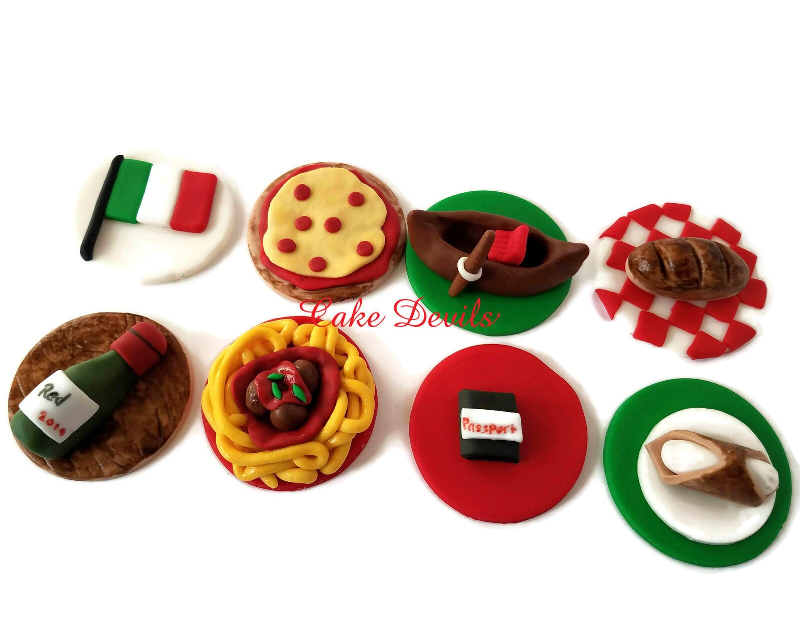 Italian Themed Cupcake Toppers Fondant Cake Decorations - Etsy