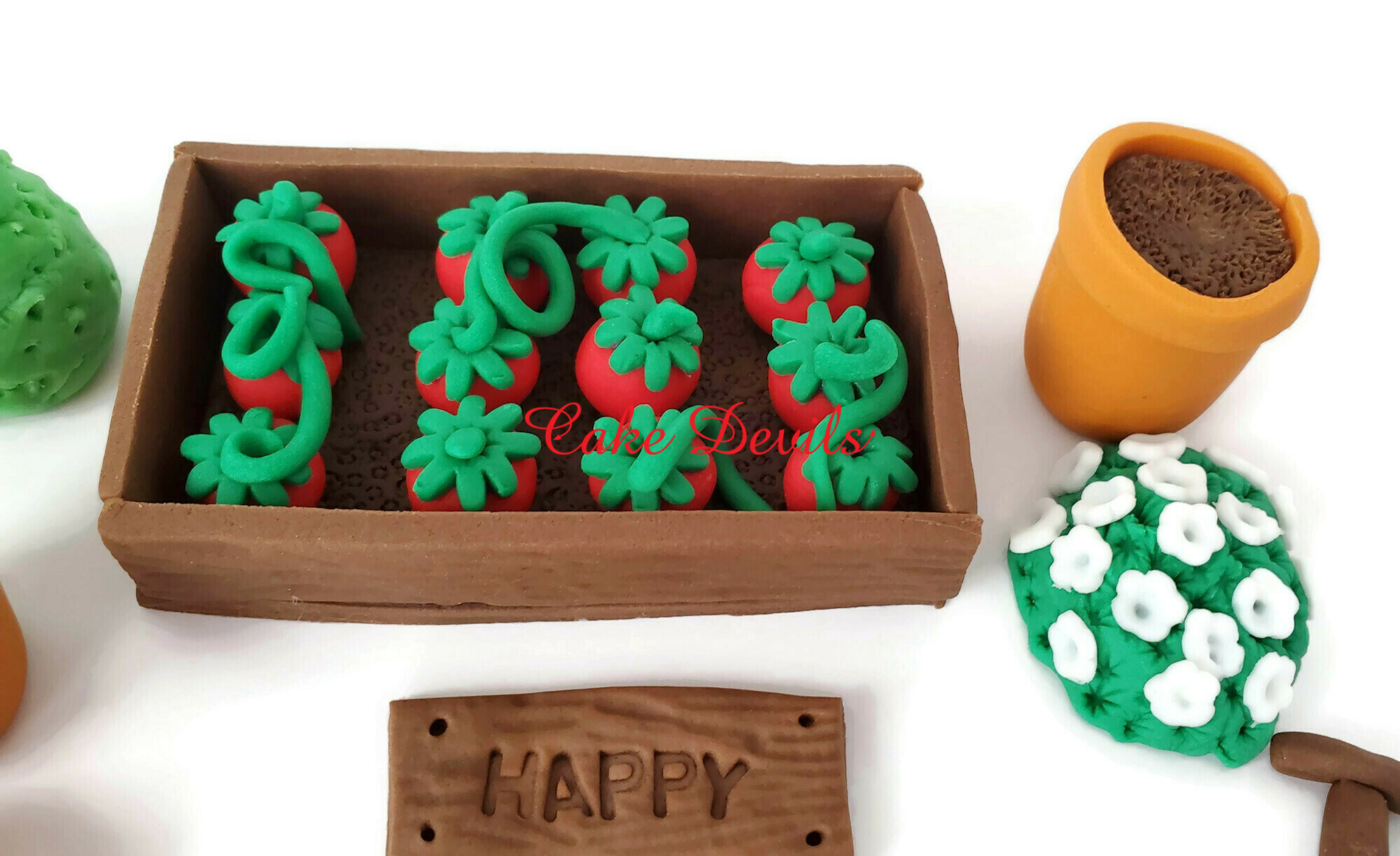 Fondant Garden and Vegetable Food Cake Toppers, Gardening Cake ...