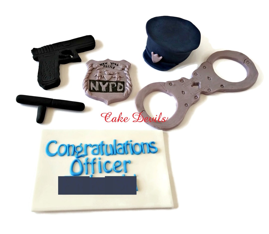 Police Officer Cake Decorations, Police Academy Graduation Fondant Cake ...
