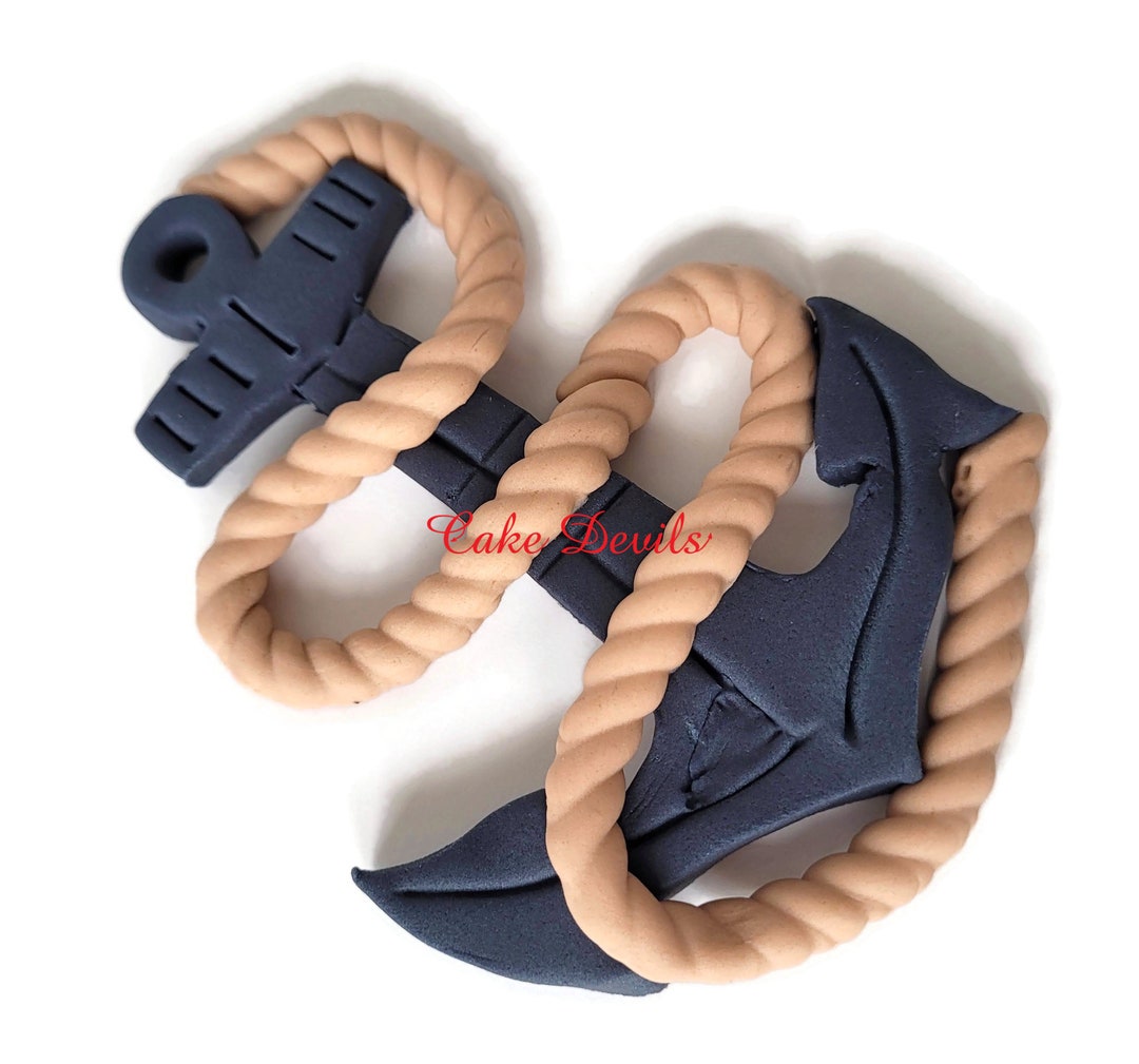 Fondant Anchor Cake Topper, Nautical Cake Decoration, Sailor, Handmade ...