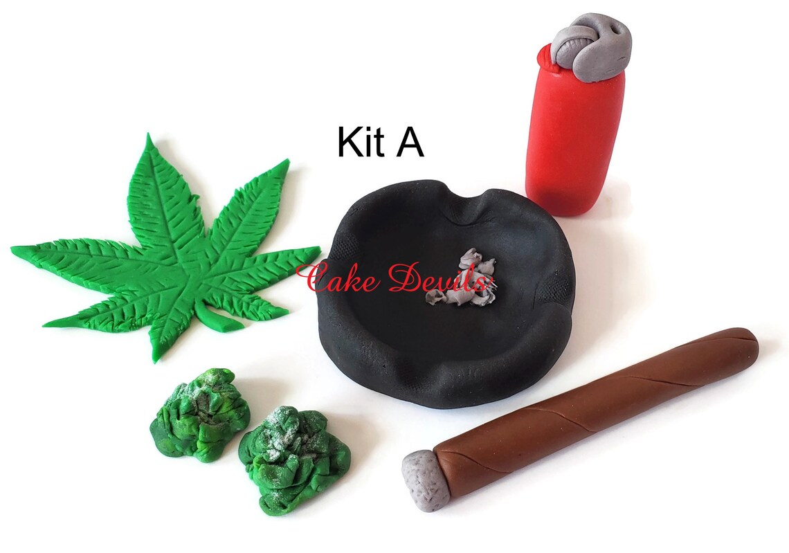 Pot Leaf Cake Topper Set Fondant Pot Leaf Fondant Marijuana | Etsy