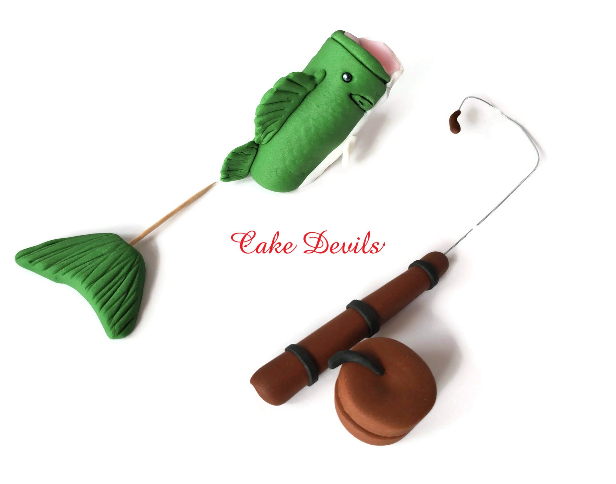 Fondant Fishing Cake Toppers Big Mouth Bass Fondant Fish - Etsy