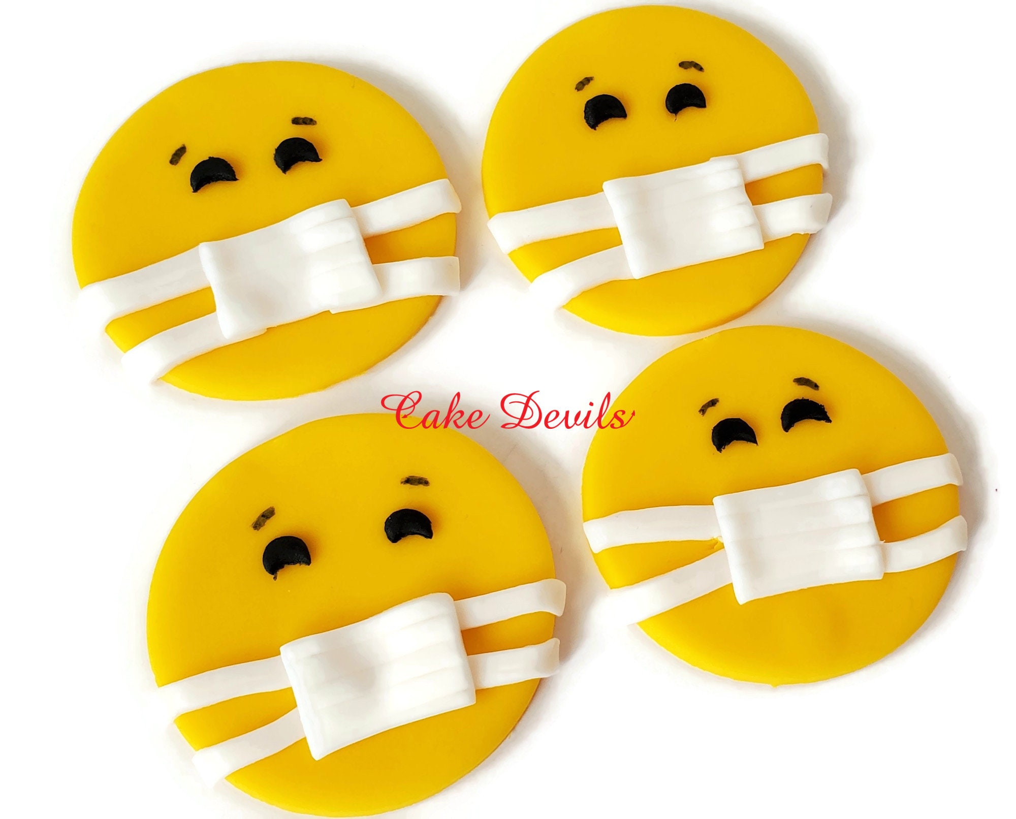 Face Mask Cupcake Toppers Fondant Face Mask Emoji Cupcake | Etsy