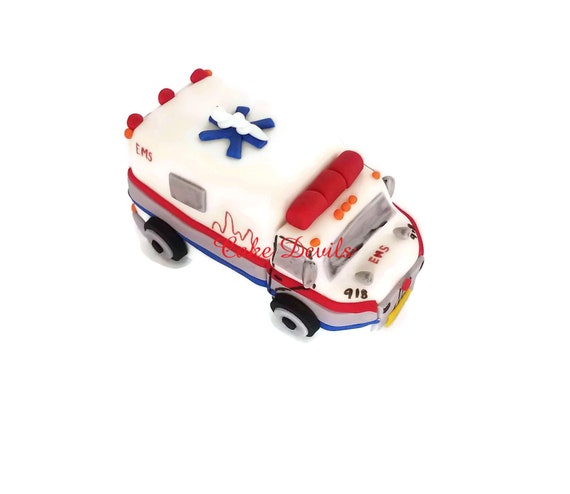 Ambulance Cake Topper, Fondant, Handmade Edible, ambulance cake ...