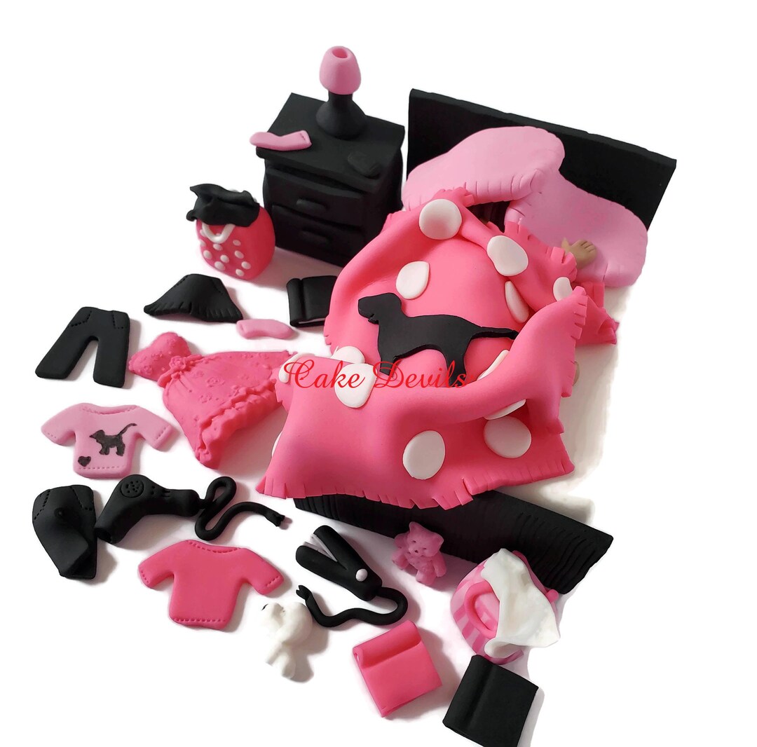 Messy Bedroom Cake, Handmade Fondant Cake Toppers for Teenage Girl or ...