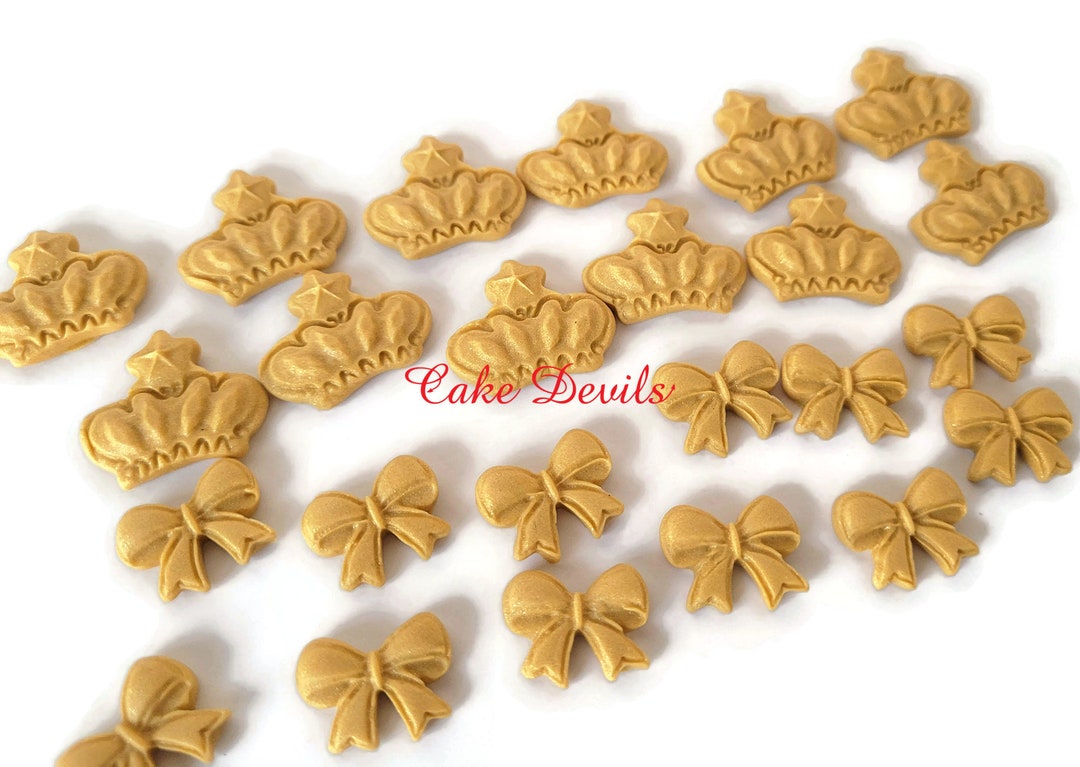 Small Fondant Bows and Crowns, Perfect for Cake Pops, Mini Cupcakes ...