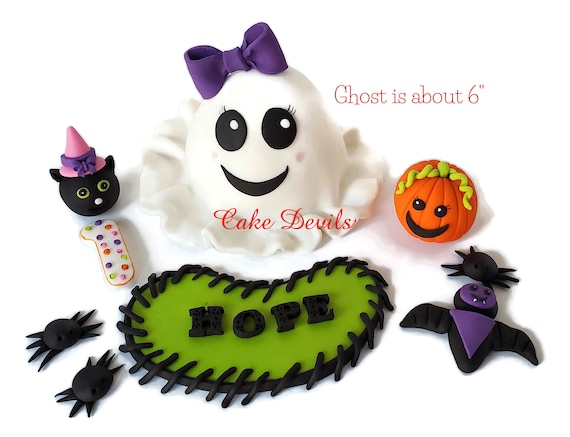Halloween Cake Fondant Ghost Cake Topper Kit, Age, Bat, Black Cat ...