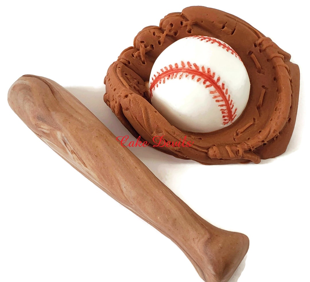 Fondant Baseball Cake Toppers, Baseball Bat, Baseball Glove and ...
