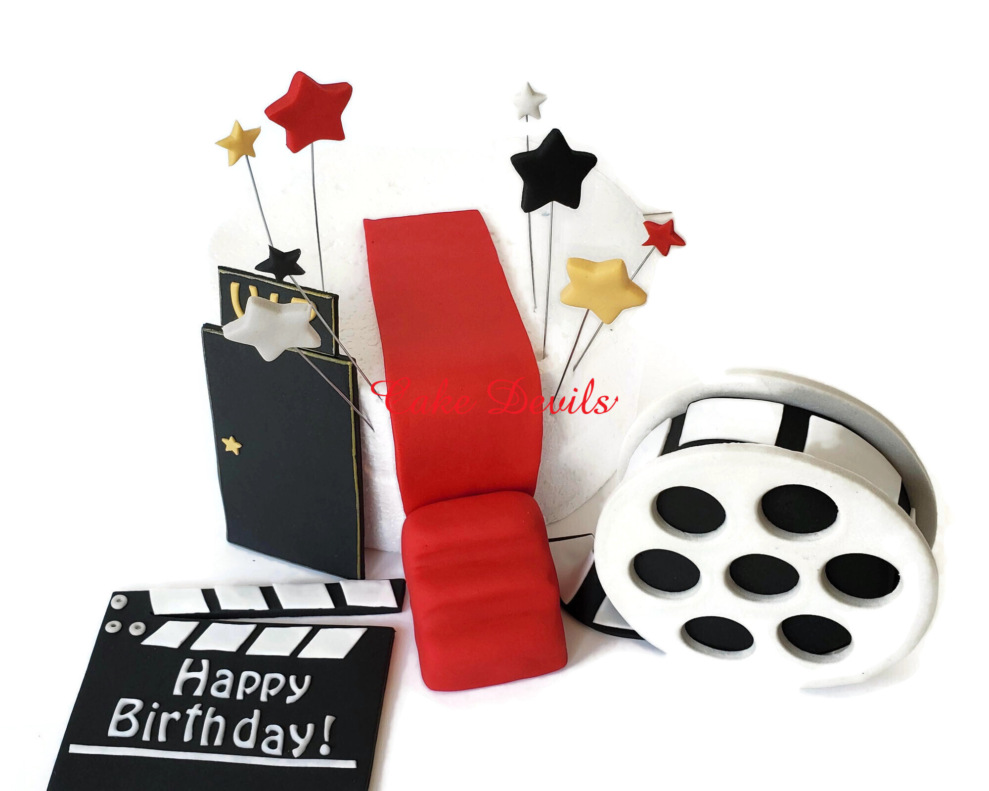 Movie Star Hollywood Fondant Cake Toppers Film Reel Red - Etsy