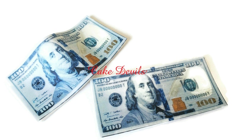 Fondant Money Bag and Edible Image Money Cake Topper set 100 | Etsy