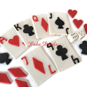 Fondant Casino Cake Toppers, Handmade Edible, Playing Cards Cake ...