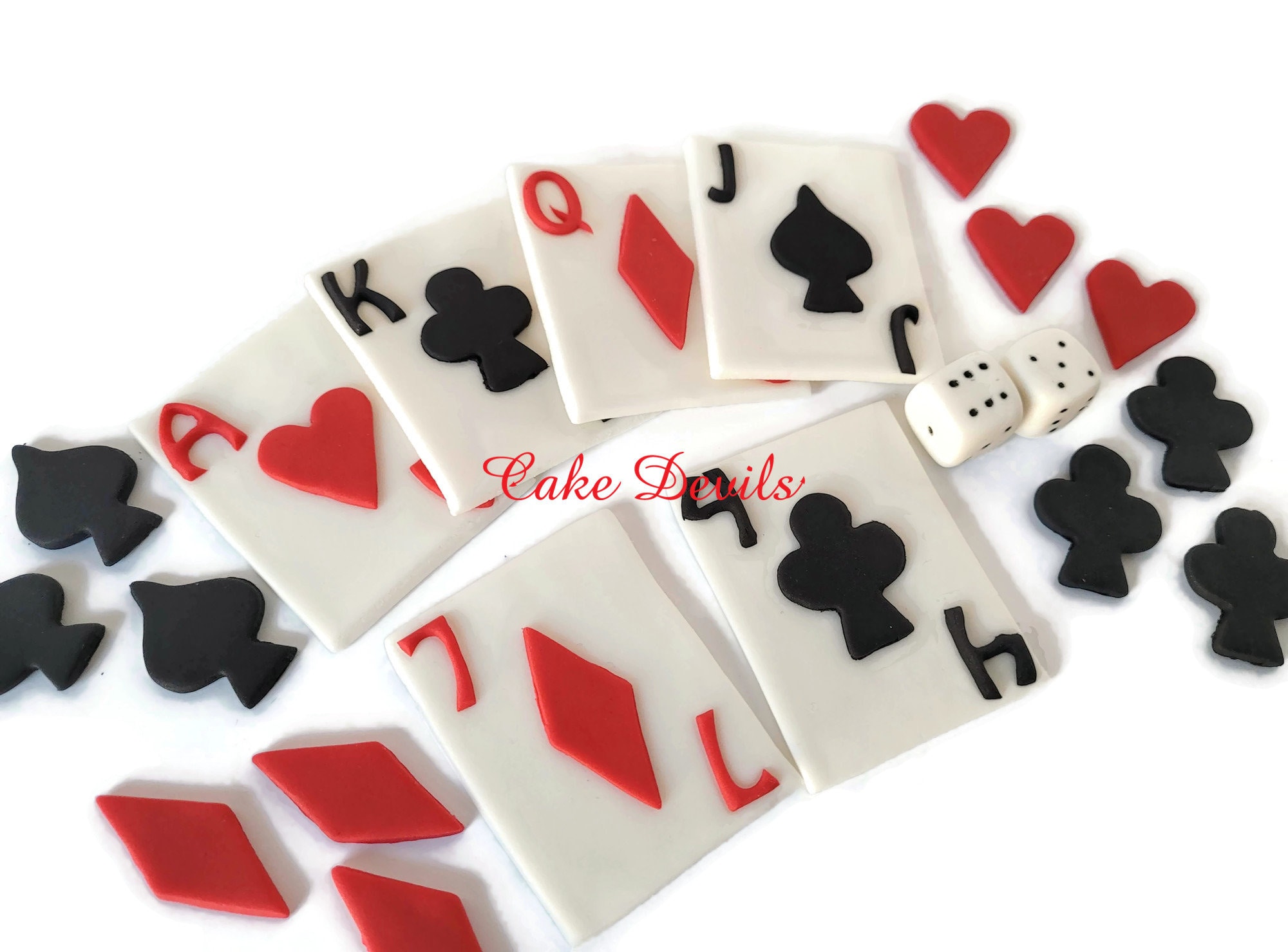 Fondant Casino Cake Toppers, Handmade Edible, Playing Cards Cake ...