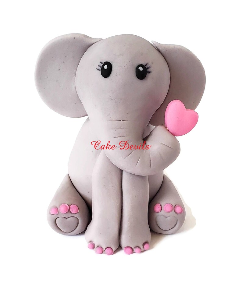 Fondant Elephant Cake Topper With Heart in Trunk Elephant | Etsy