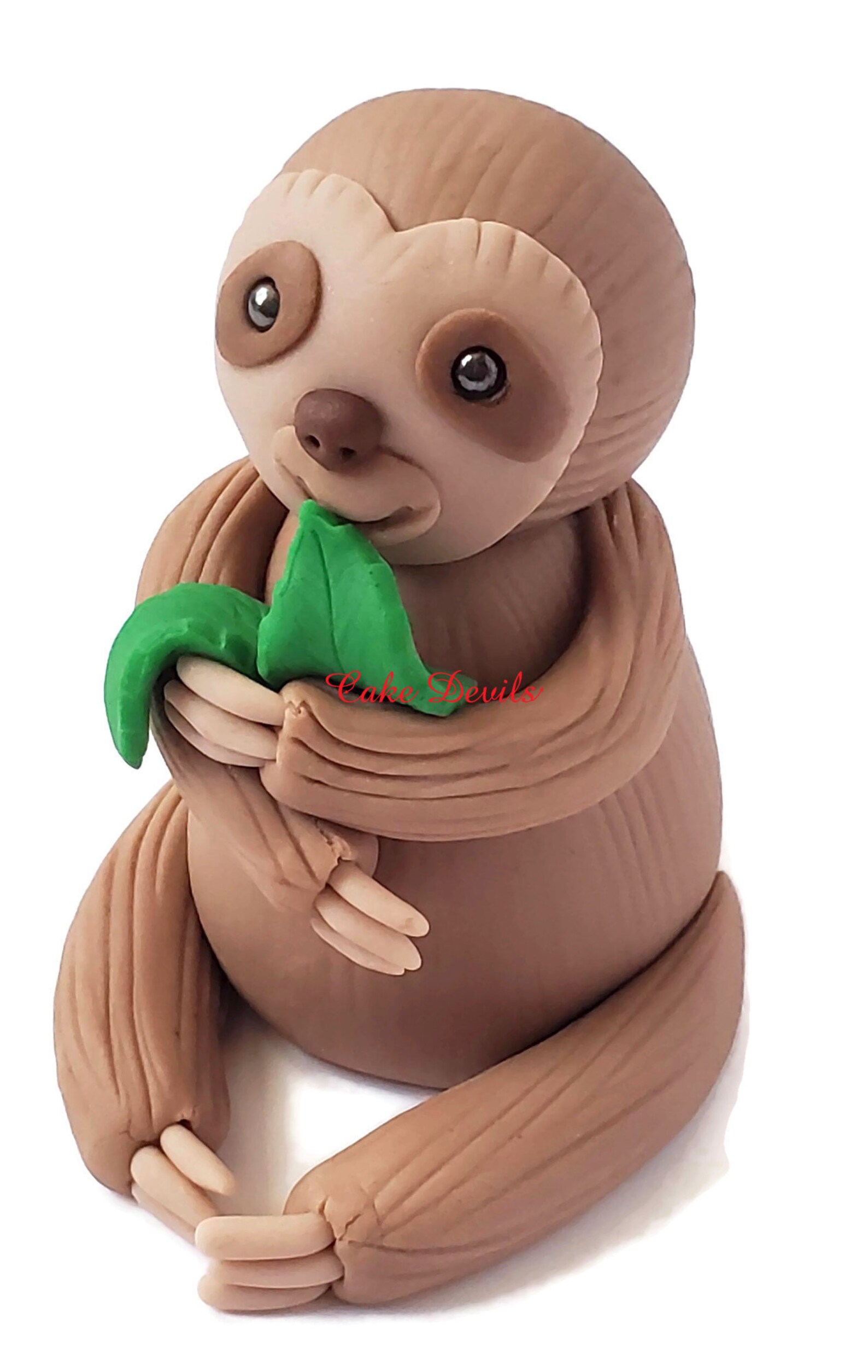 Fondant Sloth Cake Topper Eating Leaves, Handmade Sloth Cake ...